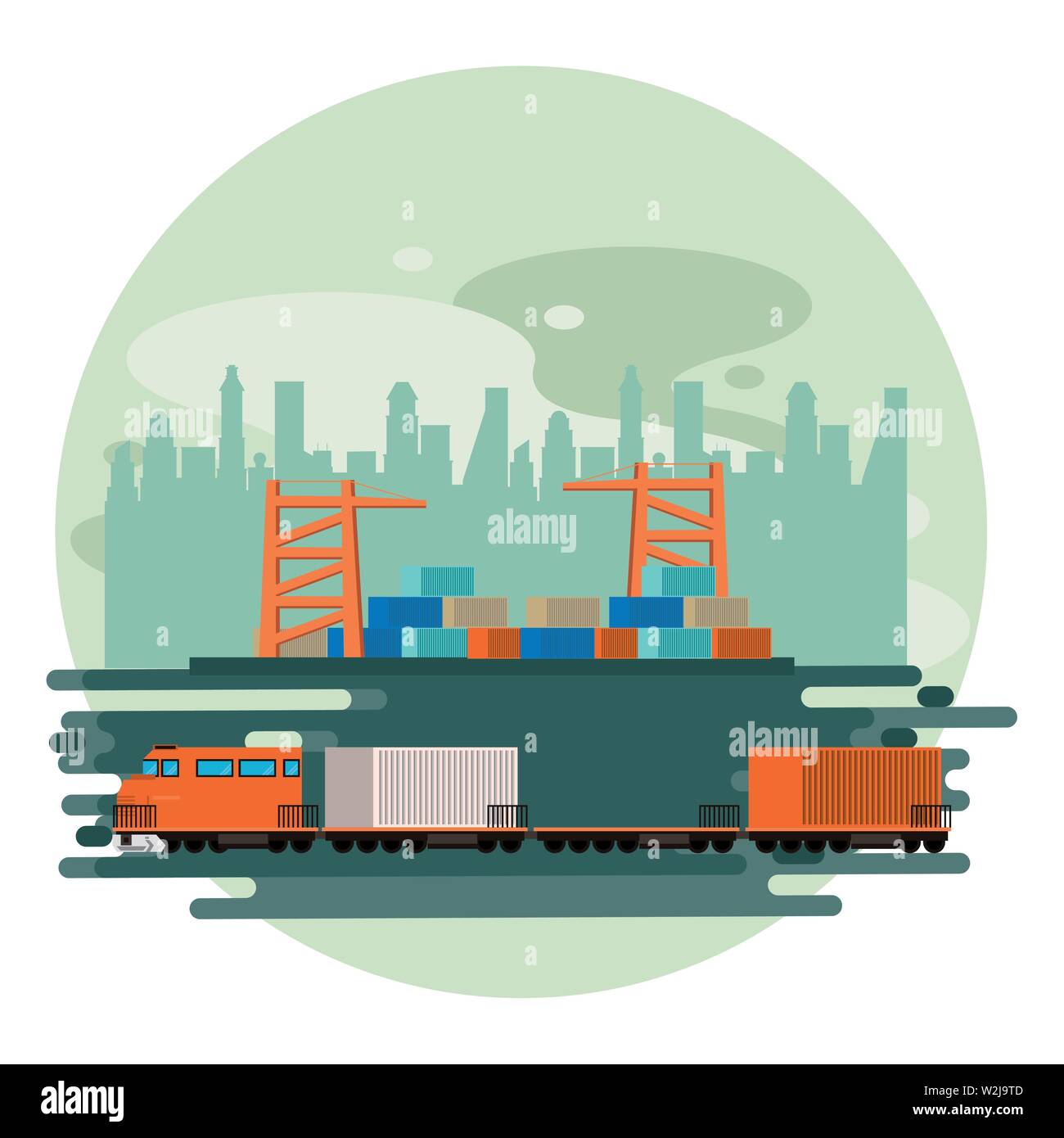 transportation merchandise logistic cargo train cartoon Stock Vector ...