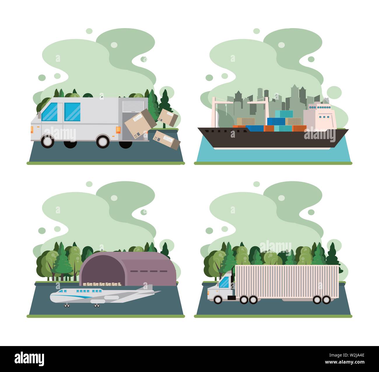 transportation merchandise logistic cargo cartoon Stock Vector Image ...