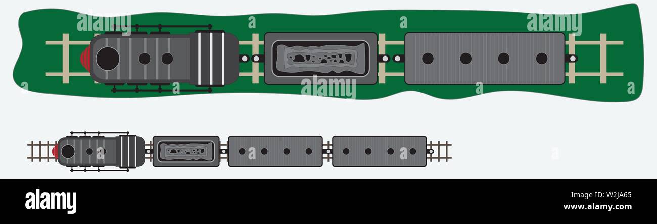 top view of steam locomotive and passenger train Stock Vector Image ...
