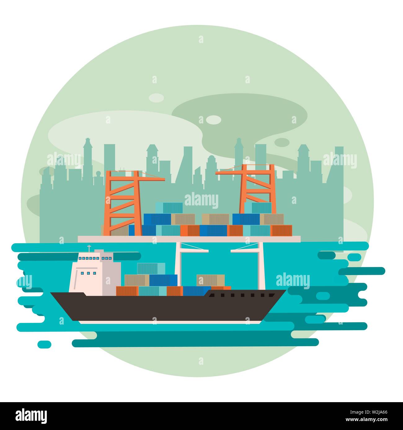 transportation cargo merchandise ship cartoon Stock Vector Image & Art ...