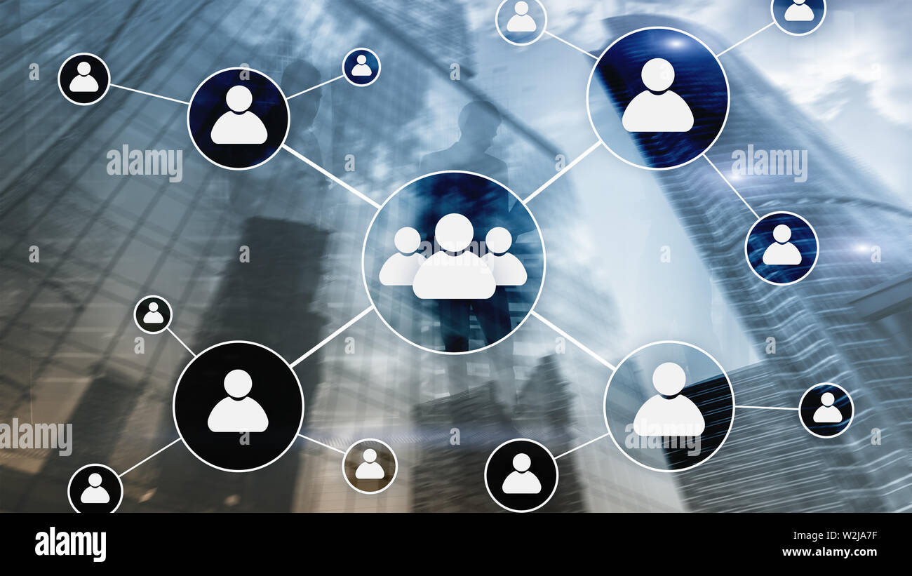 HR - Human resources management concept on blurred business center ...
