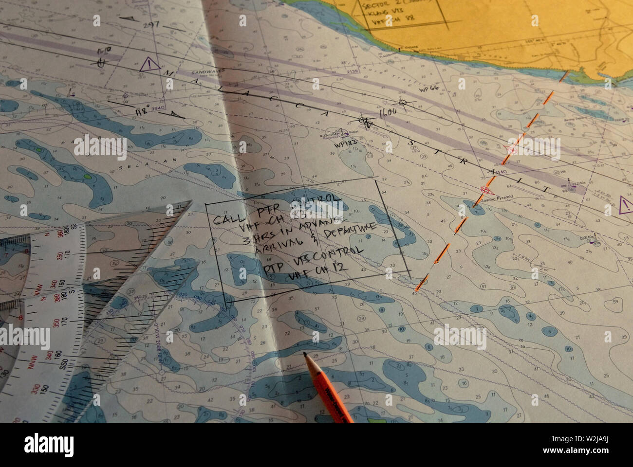 malacca strait, september 02, 2006: a navigational triangle and a ...