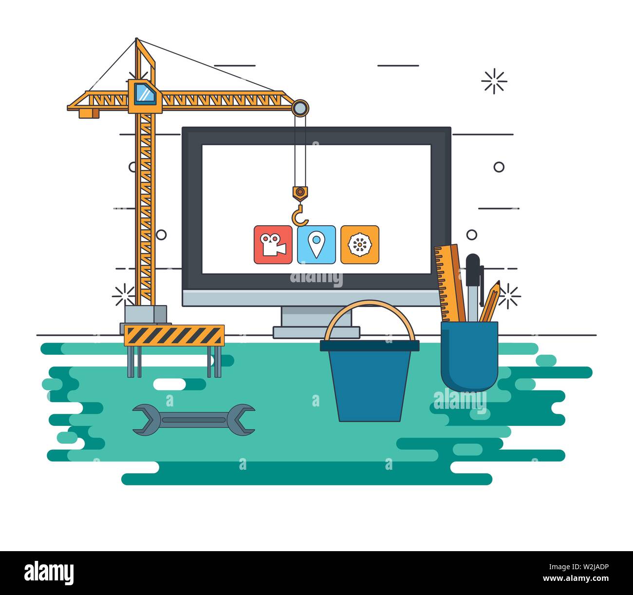 technology device maintenance support cartoon Stock Vector Image & Art ...