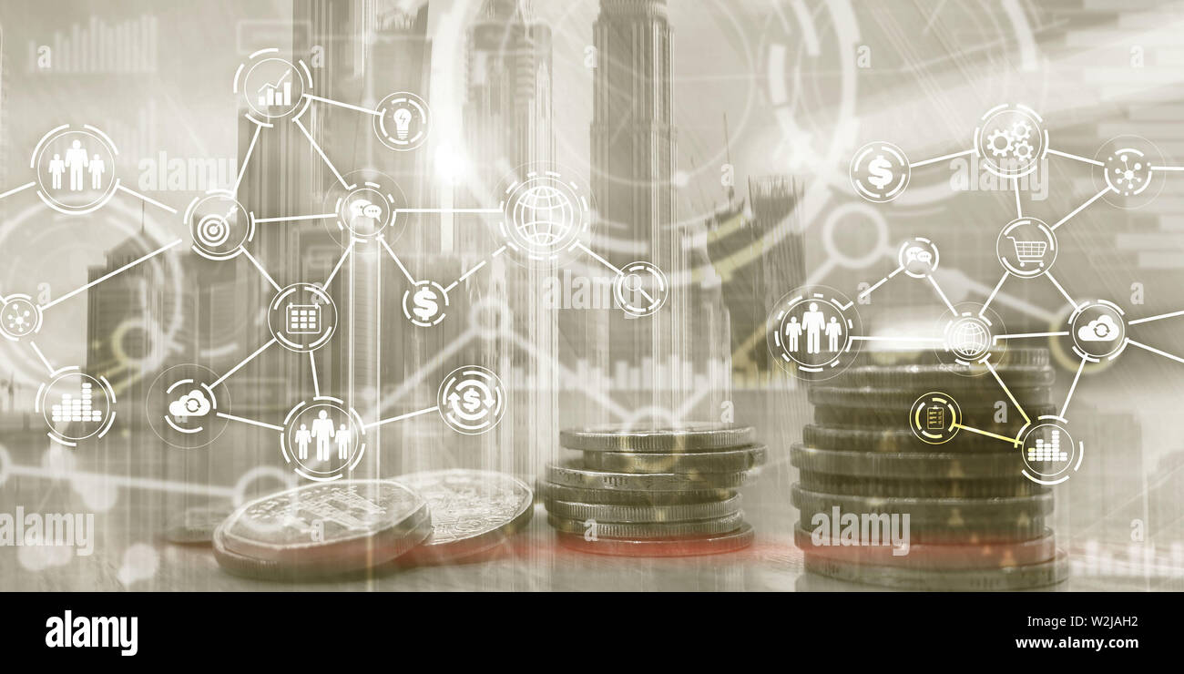 Futuristic in Industry business virtual diagram. Buying Communication ...