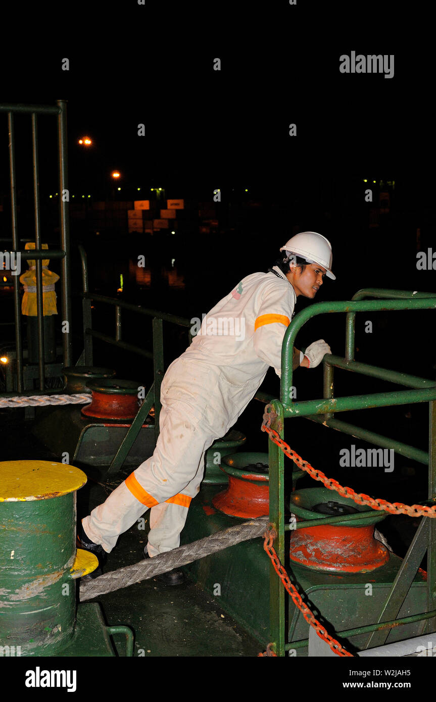 ho chi minh city, vietnam - august 08, 2008: philippine third officer ...