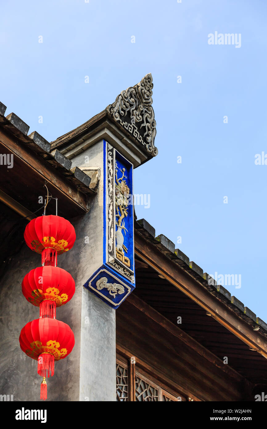 Chinese Red Lantern decorated on Chinese traditional old house Stock ...