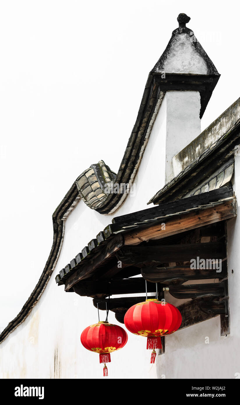Chinese Red Lantern decorated on Chinese traditional old house Stock ...