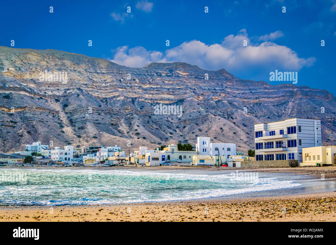 Small, sleepy fishing village at the foot of the hill in Muscat, Oman ...