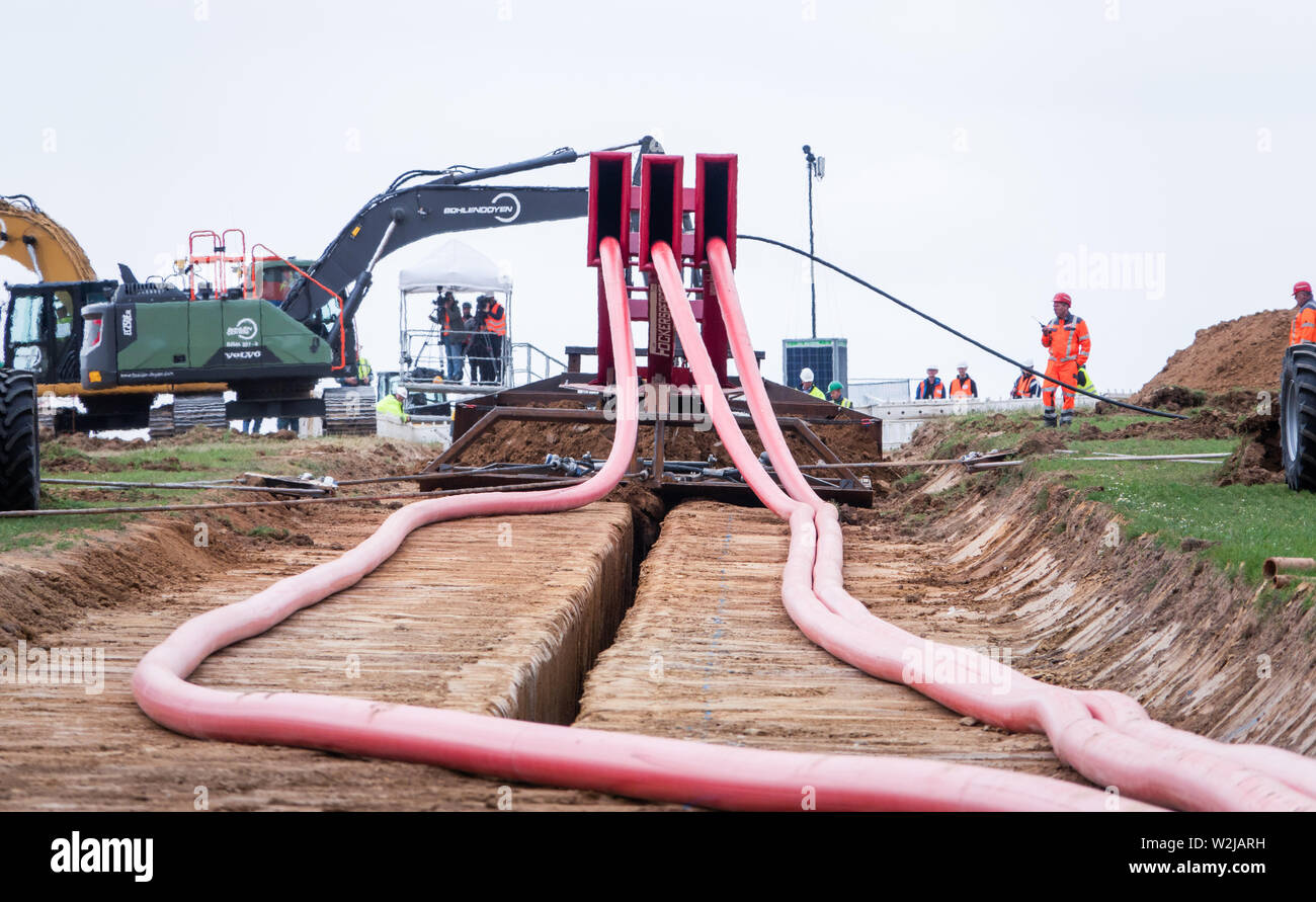 Burgdorf, Germany. 09th July, 2019. With a multiple plough for laying ...