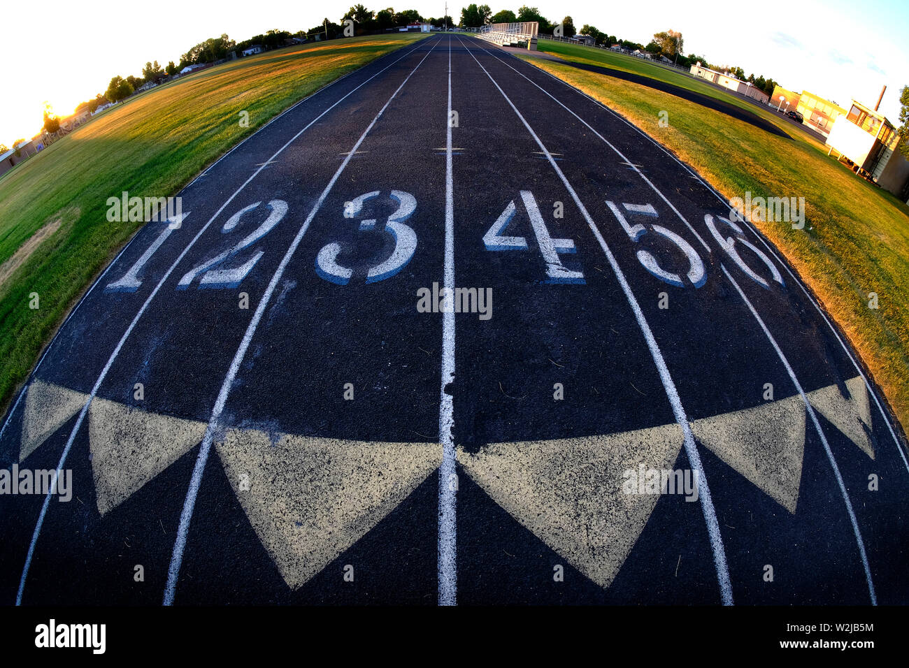 Running track lane numbers hi-res stock photography and images - Alamy