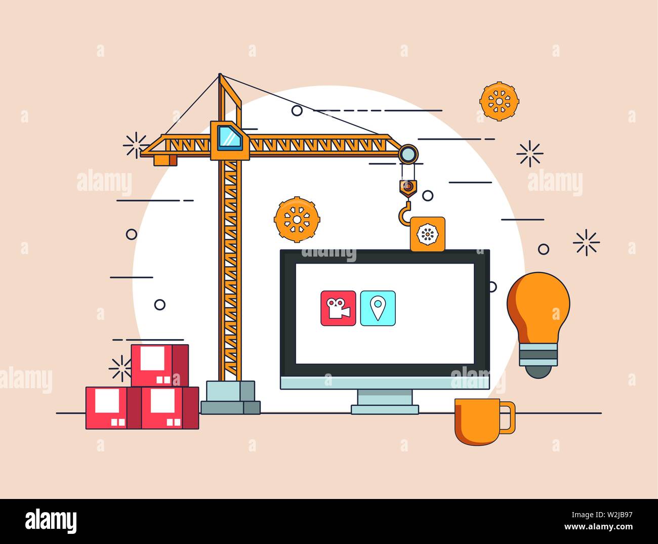 technology device maintenance support concept cartoon Stock Vector ...