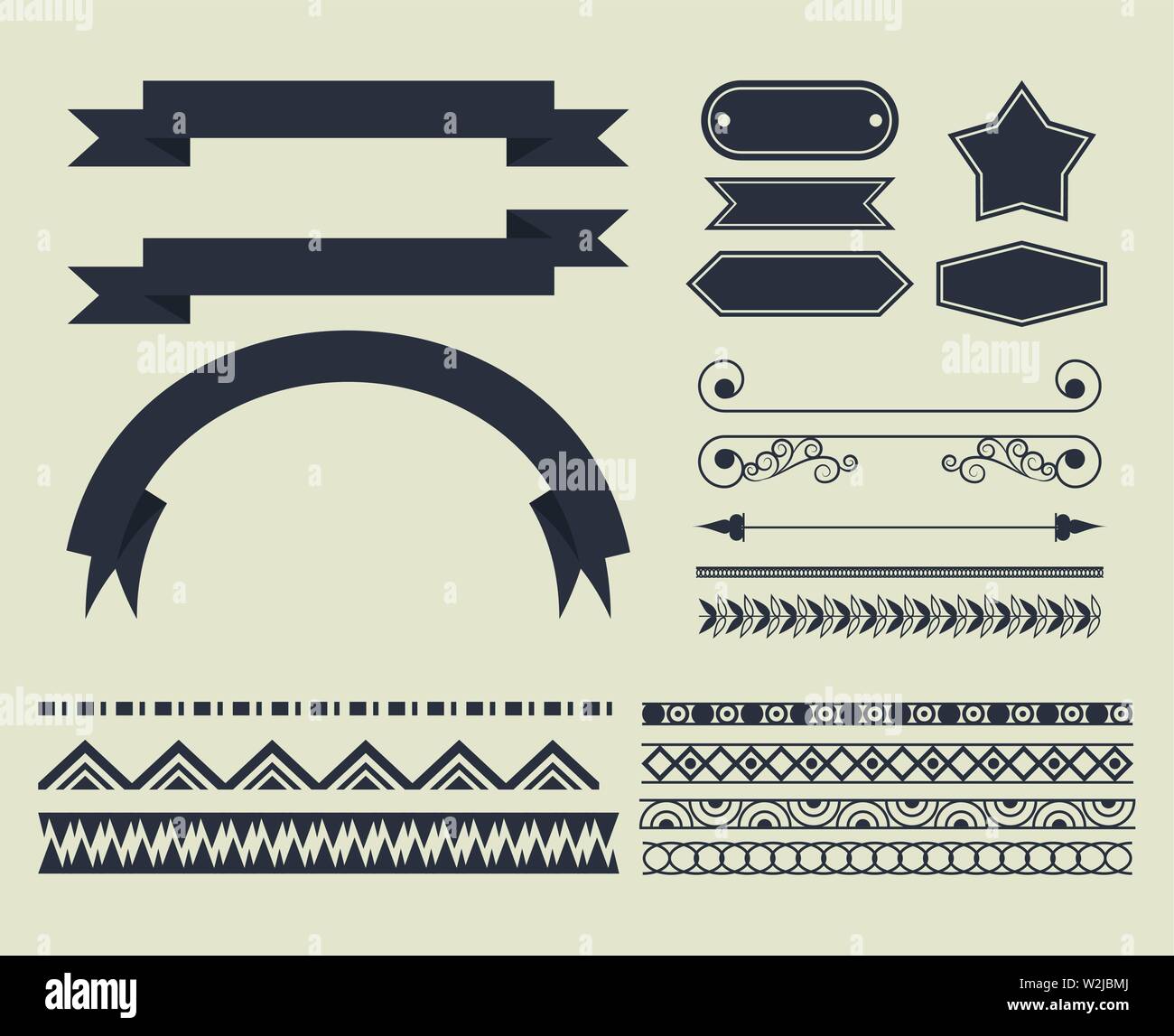 set of decorative ribbon banners cartoon Stock Vector Image & Art - Alamy