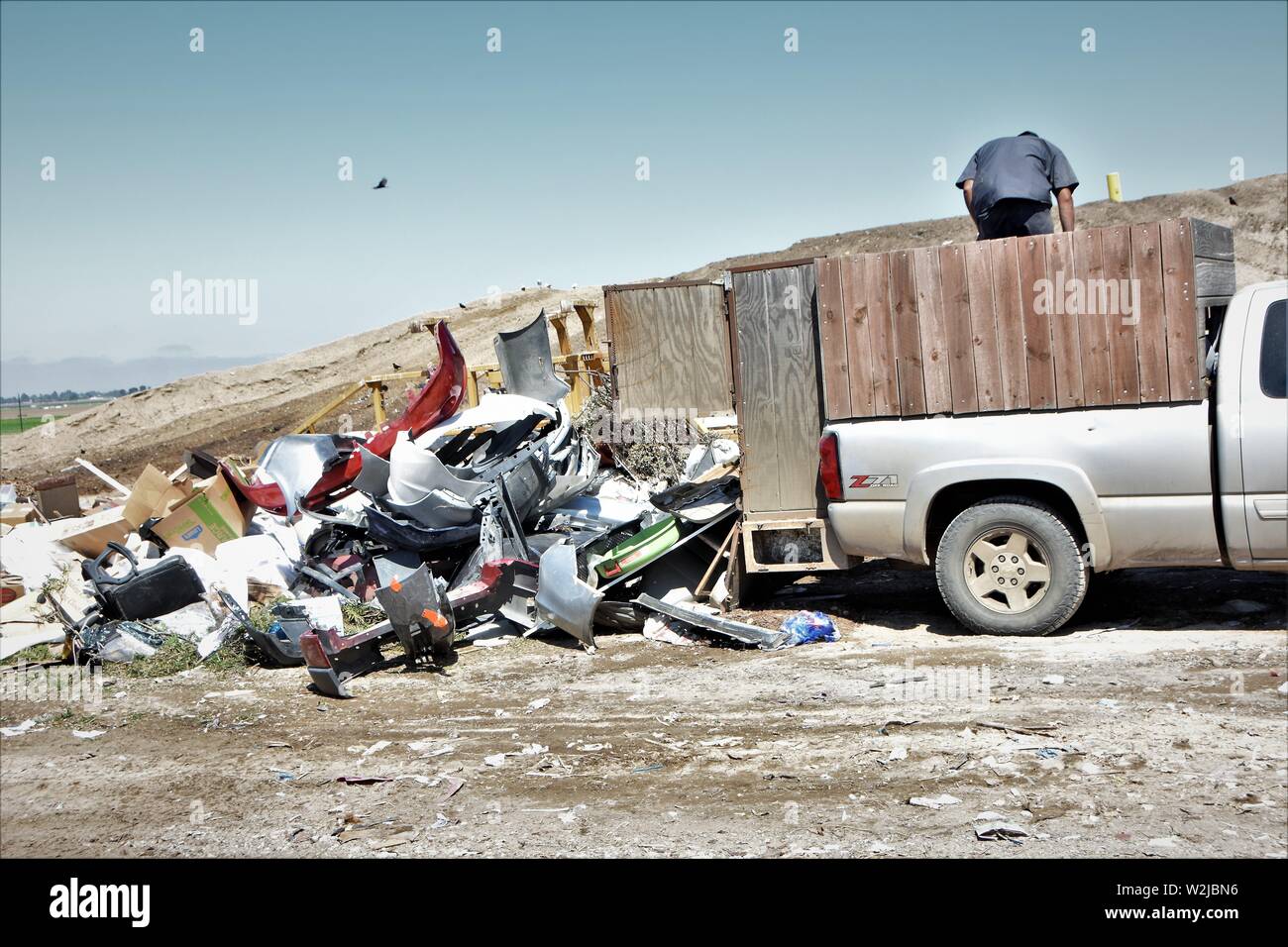Trash dump in California USA where household litter is buried and ...