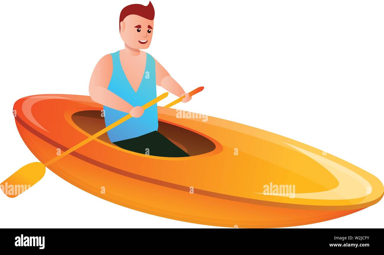 Man canoeing icon. Cartoon of man canoeing vector icon for web design ...
