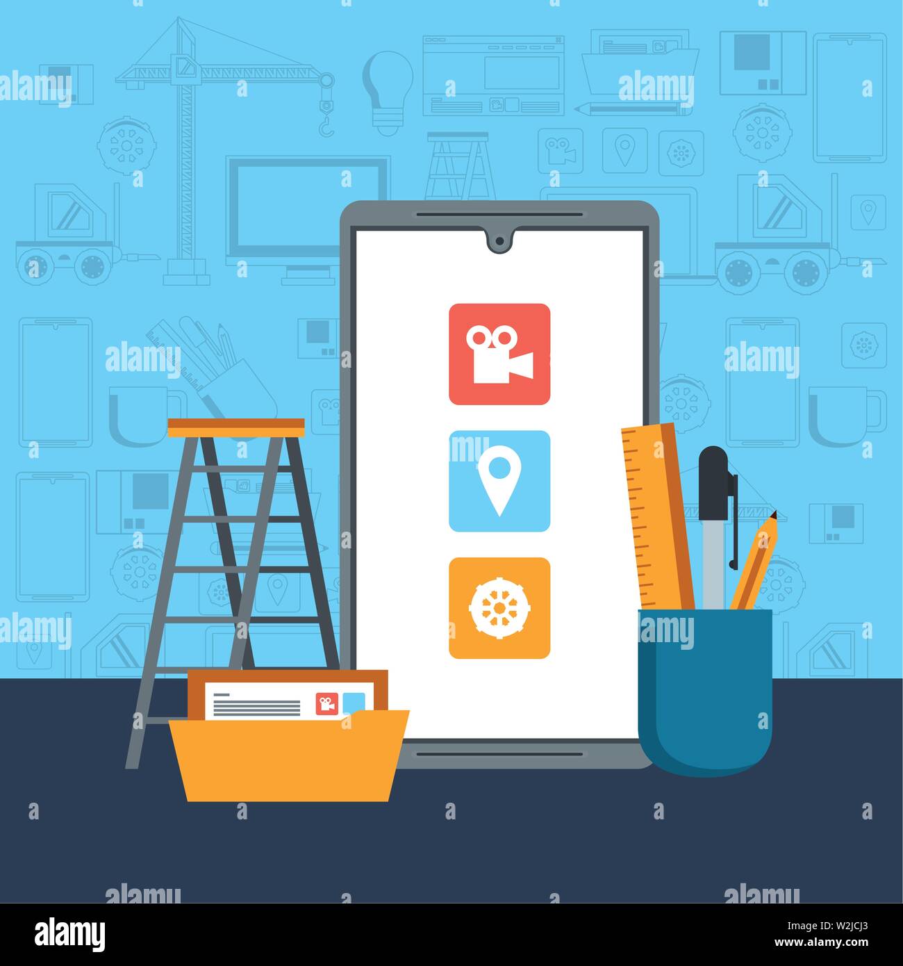 technology device maintenance support concept cartoon Stock Vector ...