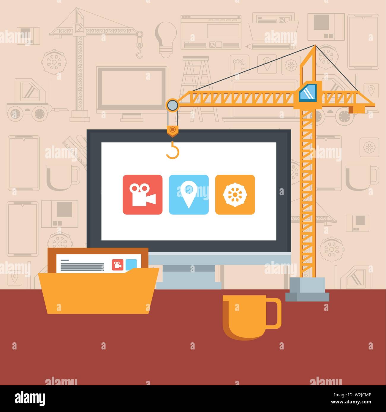 technology device maintenance support concept cartoon Stock Vector ...