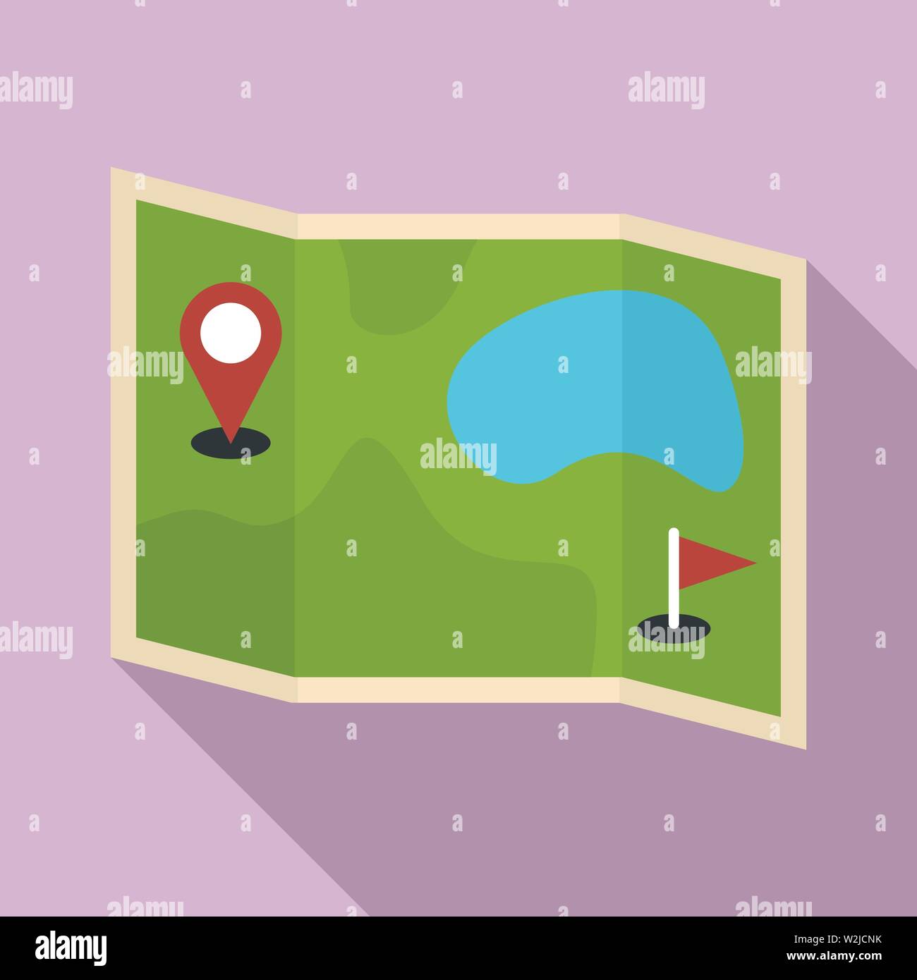 Golf field map icon. Flat illustration of golf field map vector icon ...