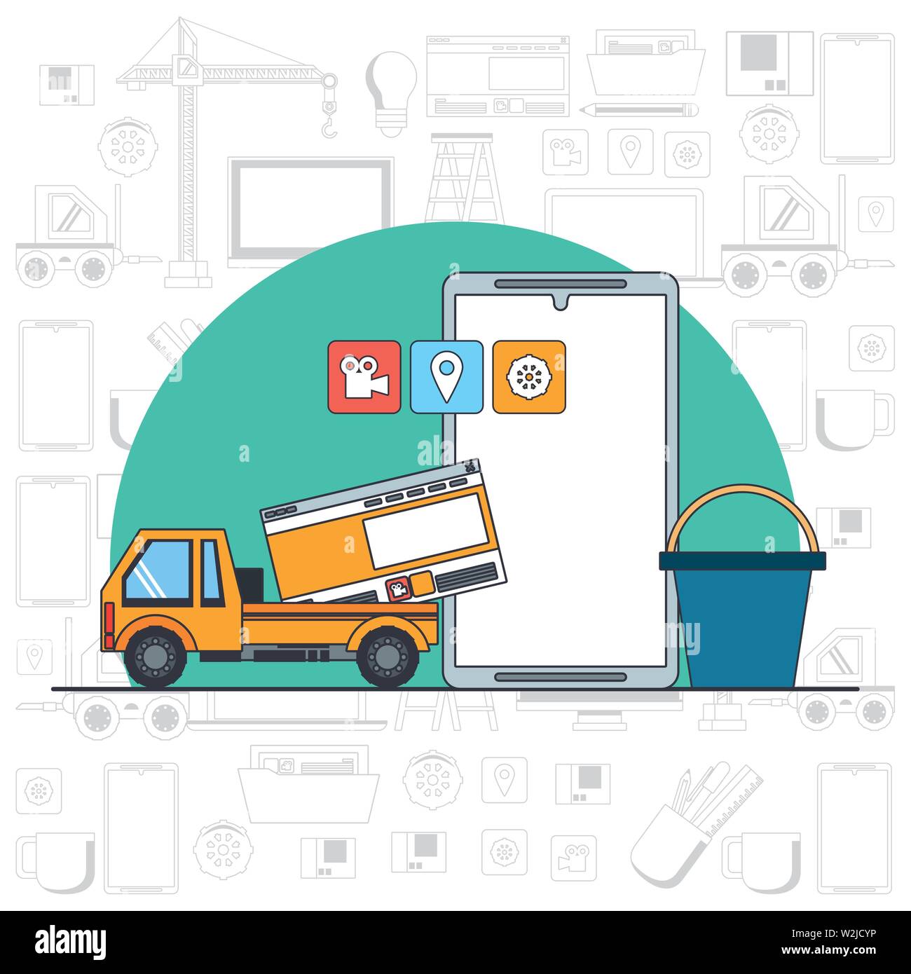 technology device maintenance support cartoon Stock Vector Image & Art ...