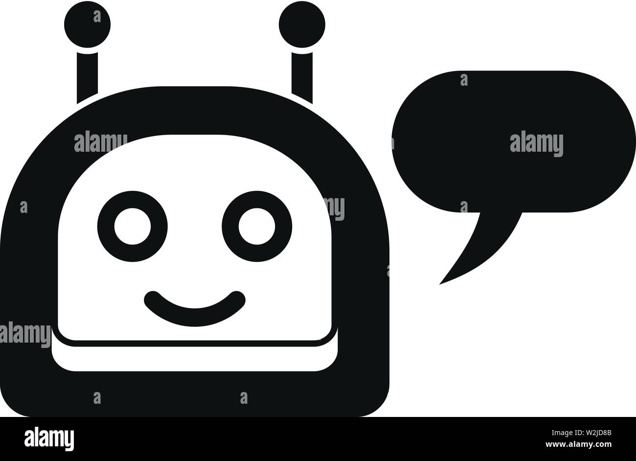 Happy chatbot icon. Simple illustration of happy chatbot vector icon ...