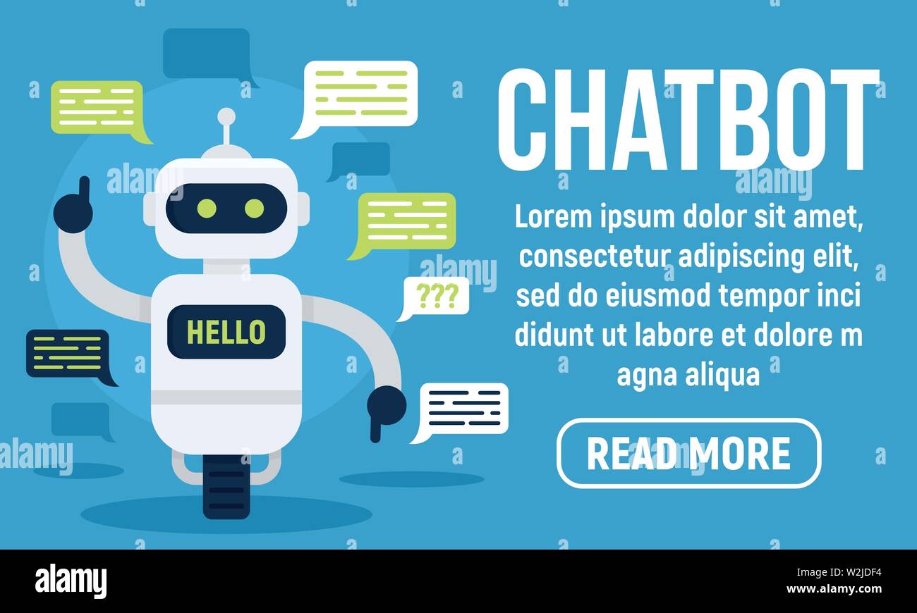 Hello chatbot concept banner. Flat illustration of hello chatbot vector ...