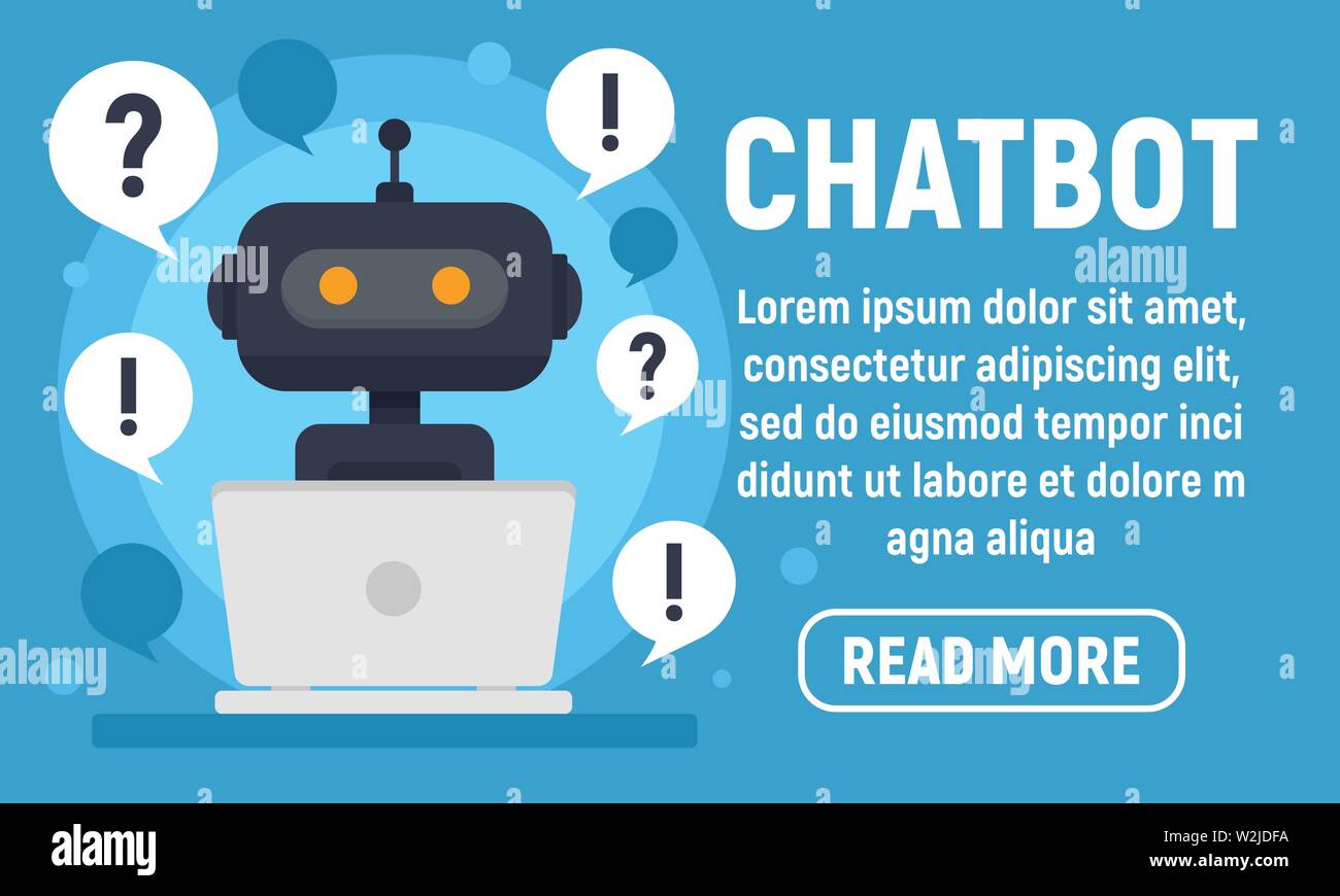 Chatbot help concept banner. Flat illustration of chatbot help vector ...