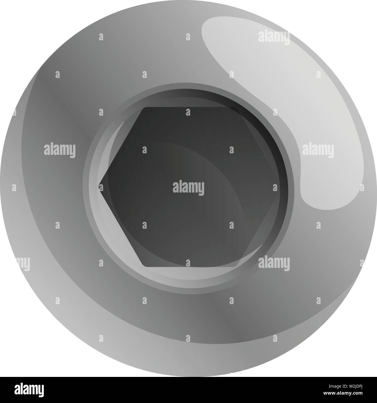 Hexagonal interior screw head icon. Cartoon of hexagonal interior screw ...