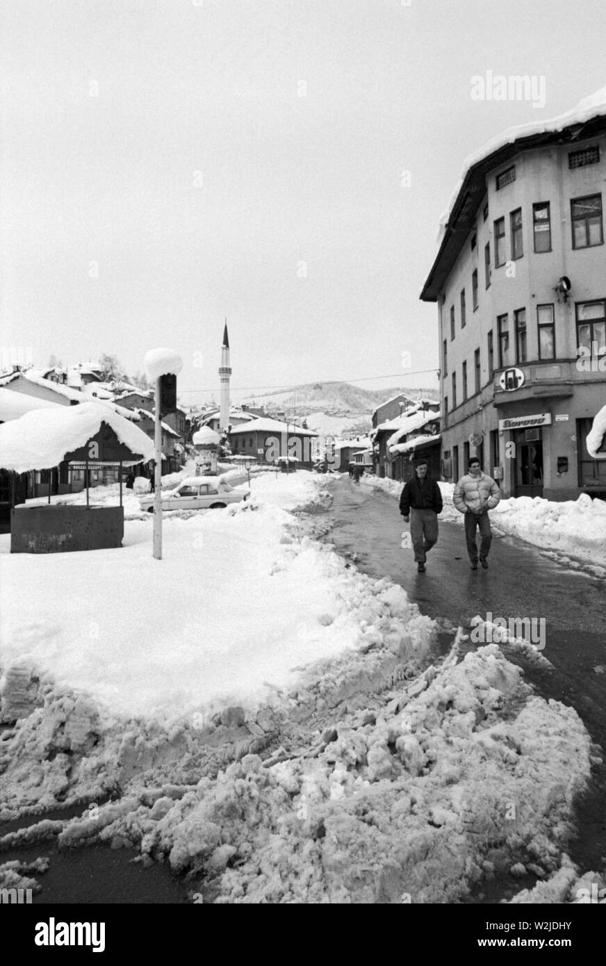 28th March 1993 During the Siege of Sarajevo: two young men walk down ...