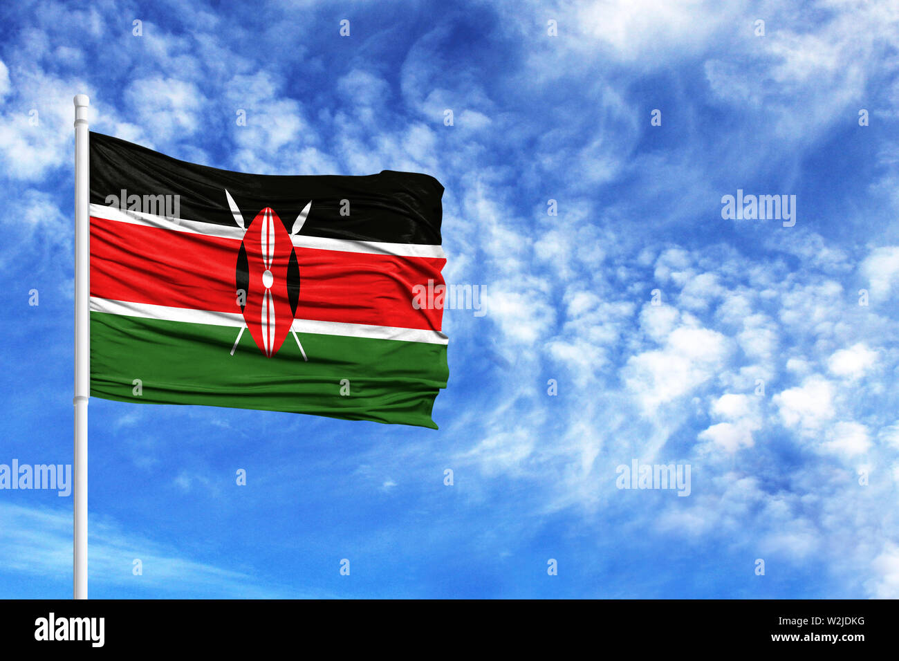 Kenya flag on flag pole hi-res stock photography and images - Alamy