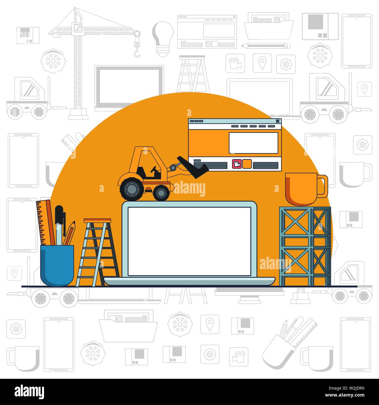 technology device laptop maintenance cartoon Stock Vector Image & Art ...