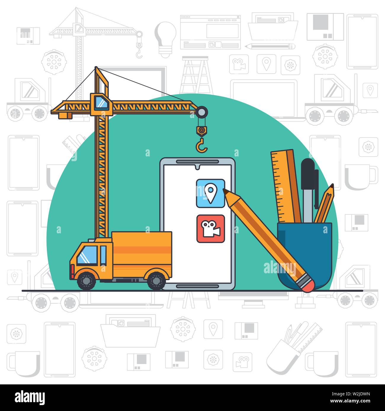 technology device maintenance support cartoon Stock Vector Image & Art ...