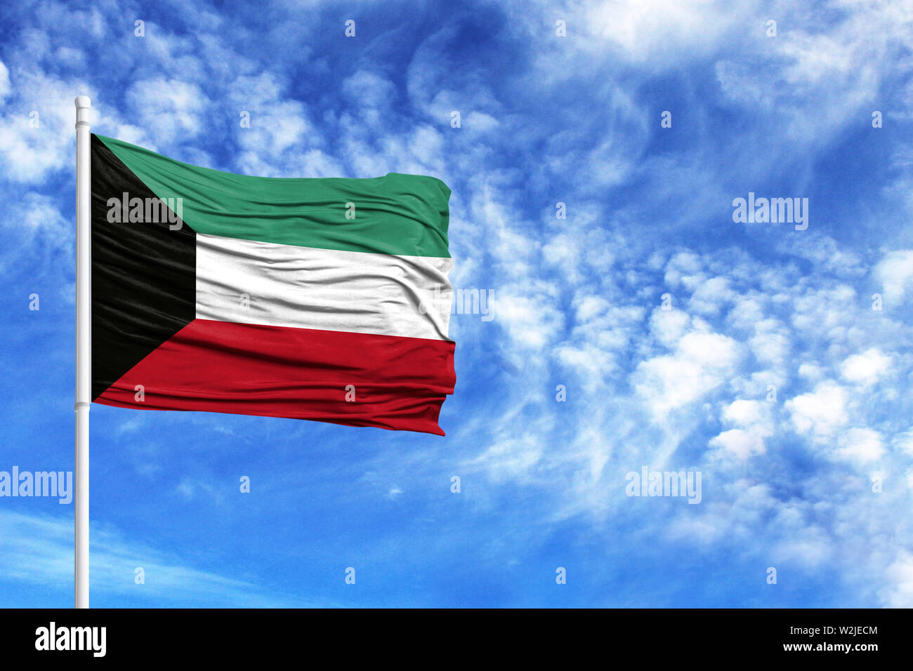 Kuwait flag on flag pole hi-res stock photography and images - Alamy