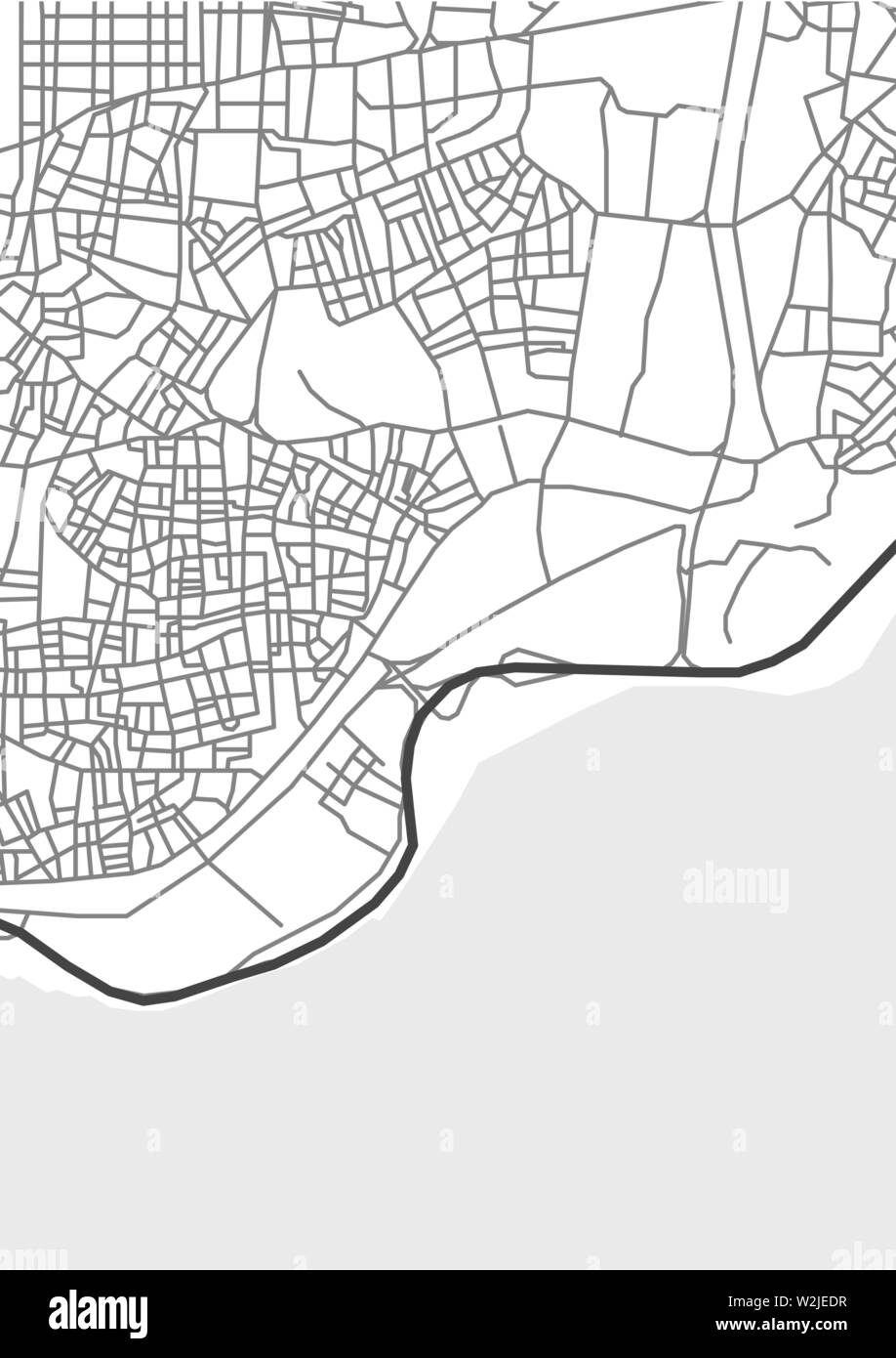 Vector abstract city map in black and white Stock Vector Image & Art ...