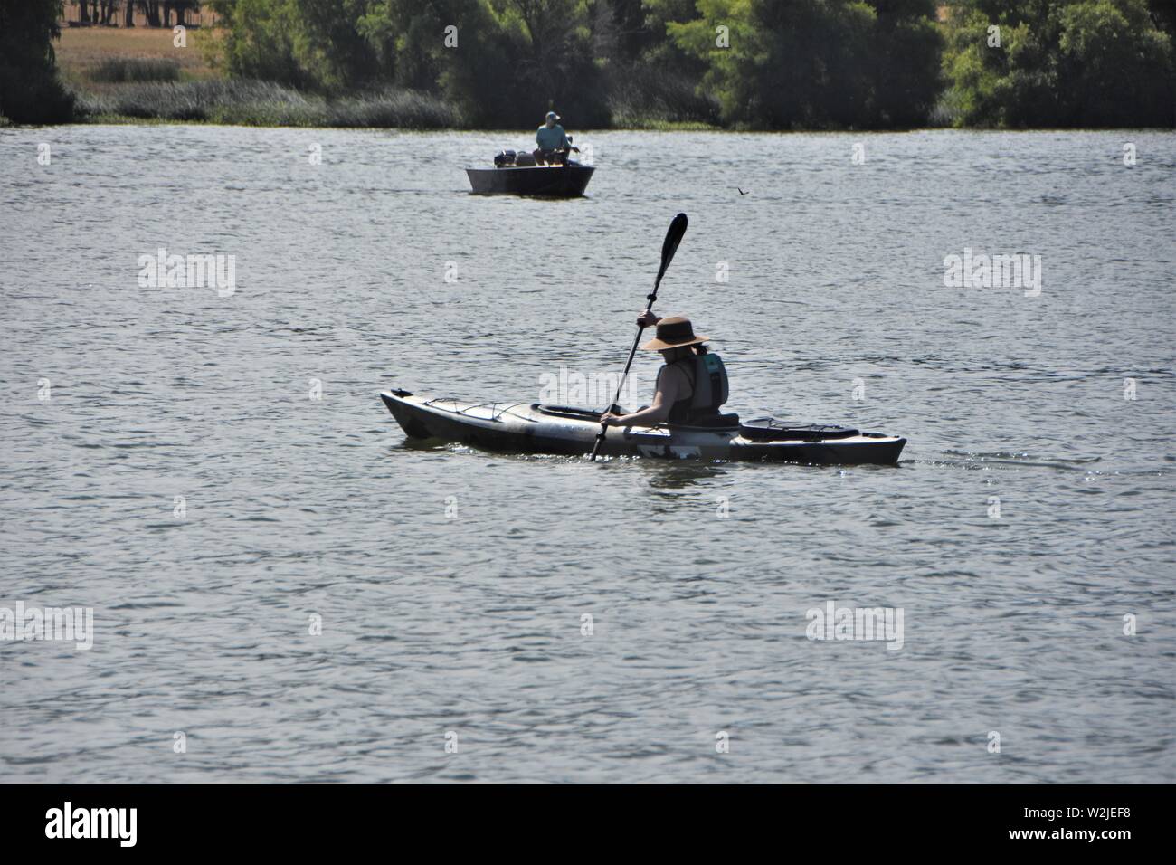 Women kayaking on Clear Lake California USA America on warm summer ...