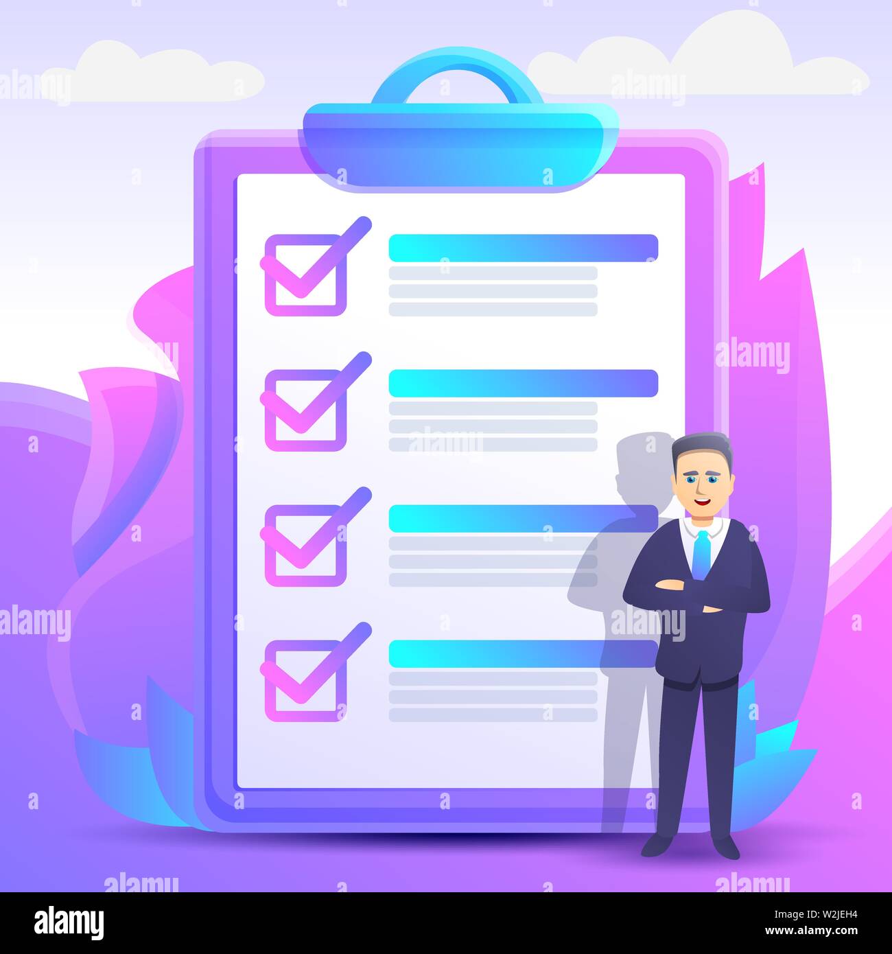 Checklist concept background. Cartoon illustration of checklist vector ...