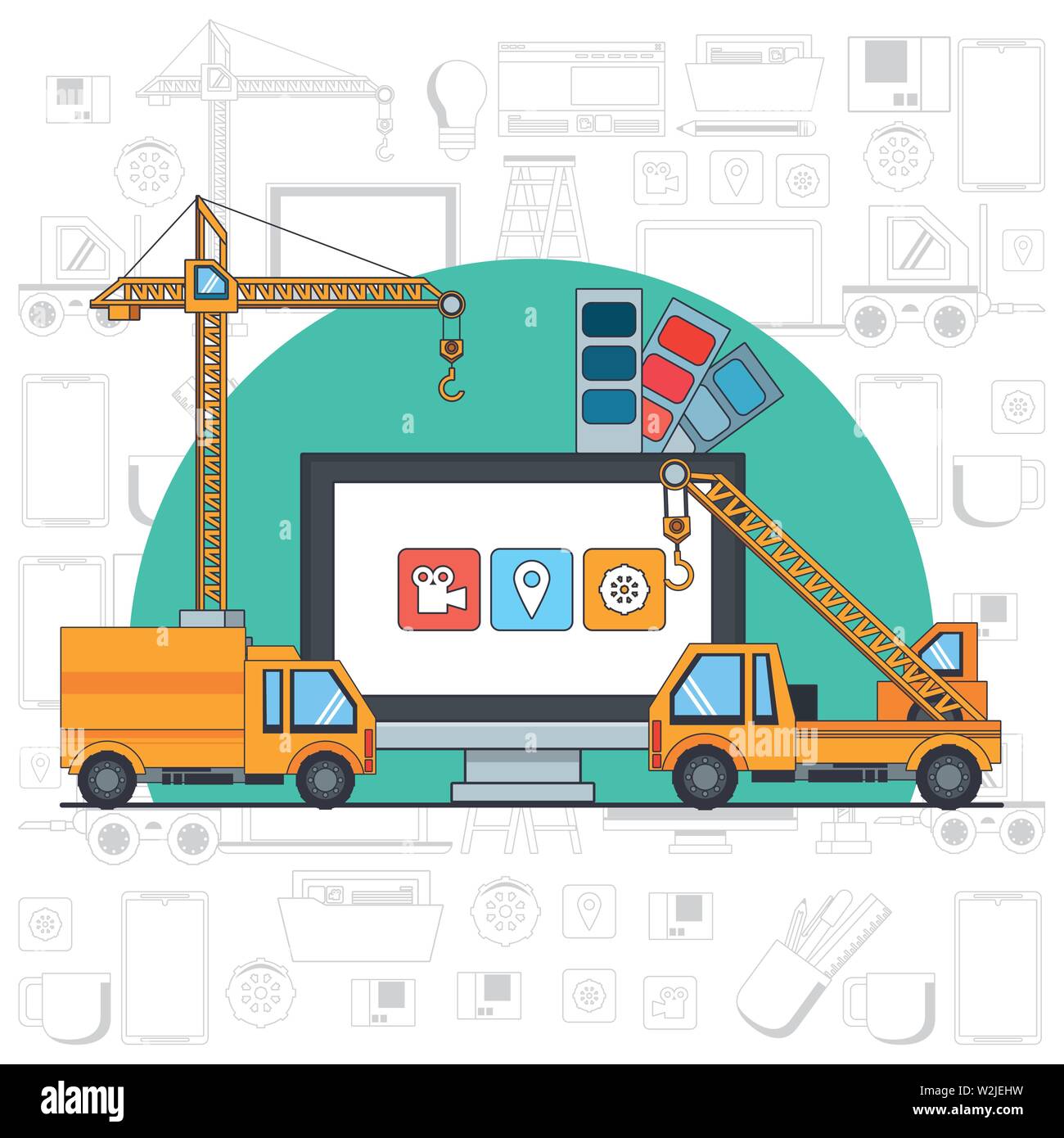 technology device maintenance support cartoon Stock Vector Image & Art ...