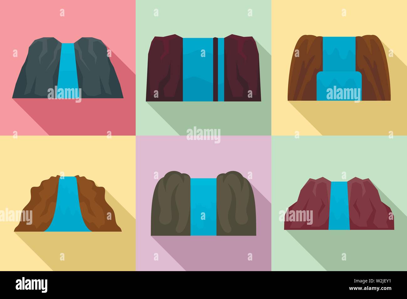 Cascade icons set. Flat set of cascade vector icons for web design ...