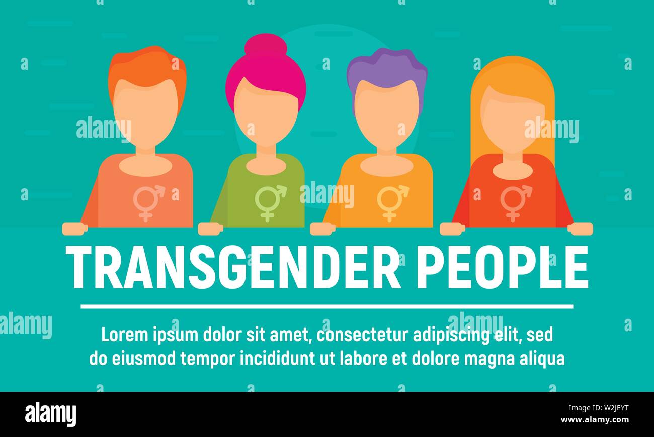 Transgender people concept banner. Flat illustration of transgender ...