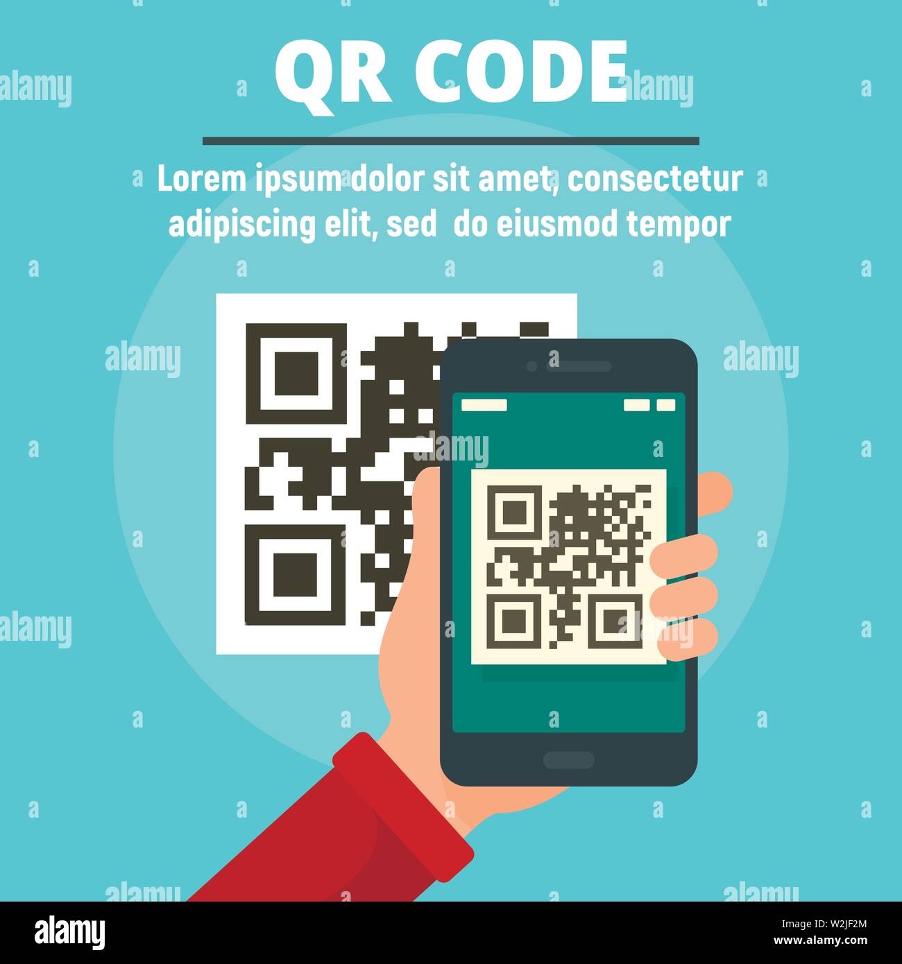 QR code scan concept banner. Flat illustration of QR code scan vector ... QR code scan concept banner. Flat illustration of QR code scan vector ...