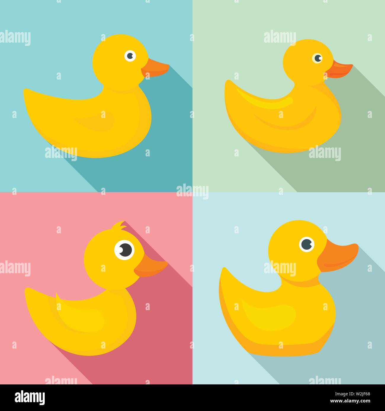 Yellow duck icons set. Flat set of yellow duck vector icons for web ... Yellow duck icons set. Flat set of yellow duck vector icons for web ...