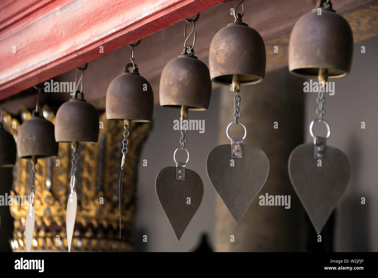 Holy bells at the Marble Temple - Wat Benchamabophit Stock Photo - Alamy