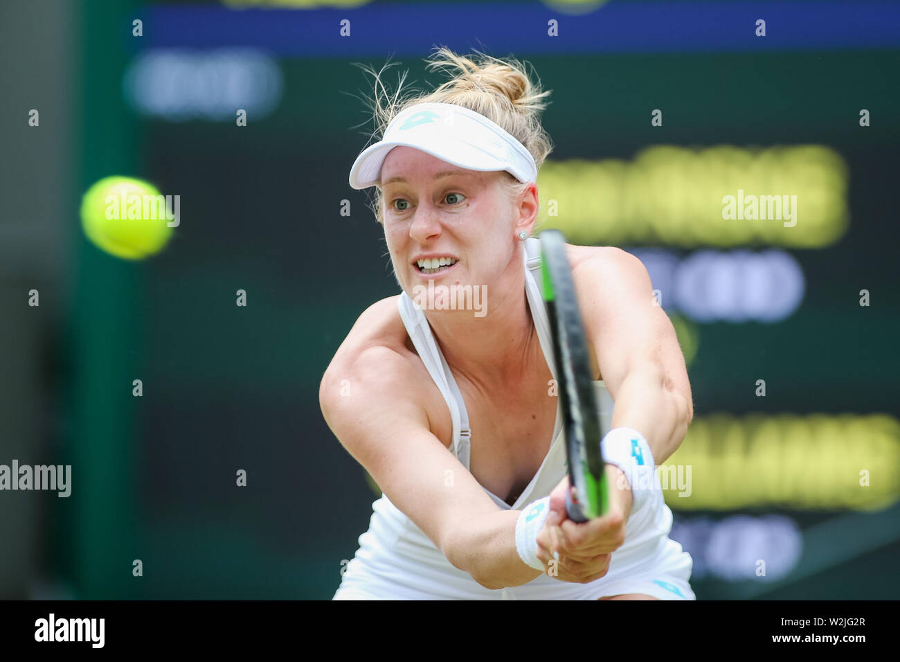 Alison Riske of the United States during the women's singles quarter ...