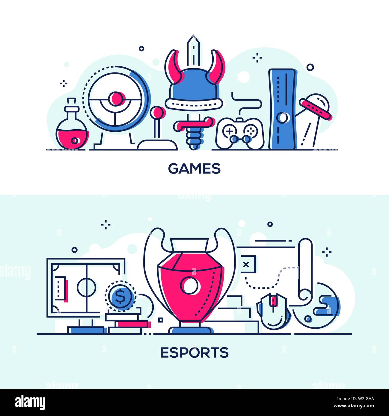Games and esports - modern line design style illustrations Stock Vector ...