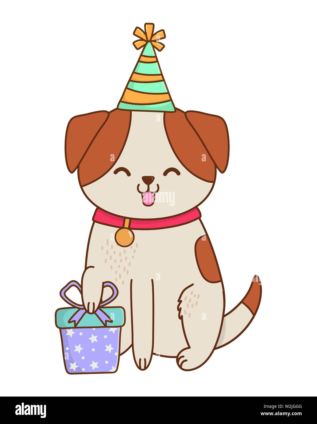 cute pet little animal doggy dog birthday party concept cartoon vector ...