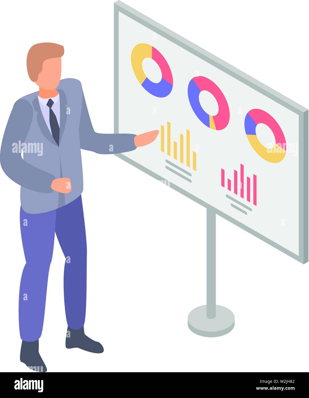 Man show graph chart icon, isometric style Stock Vector Image & Art - Alamy