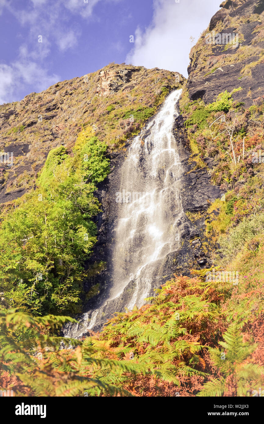 Tiny waterfall on the way to abandoned village Boreraig on the Isle of ...