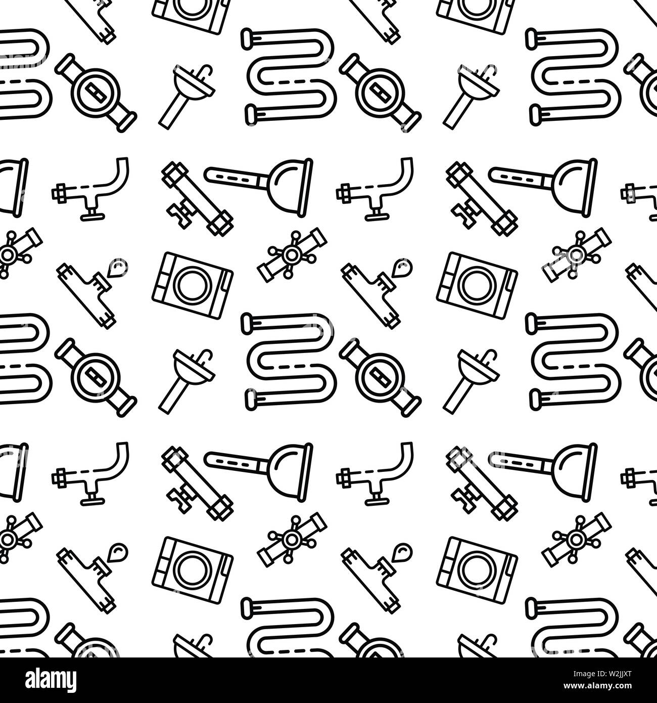 Plumbing service pattern, outline style Stock Vector Image & Art - Alamy