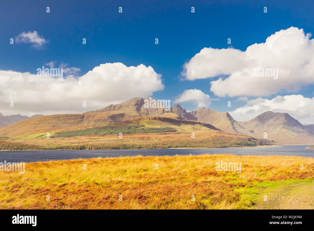 Bla Bheinn (Blaven) and Cuillin Mountains on Isle of Skye, Scotland ...