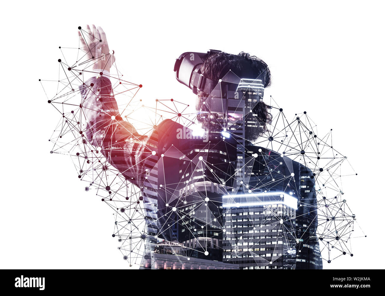 Young businessman exploring virtual world Stock Photo - Alamy