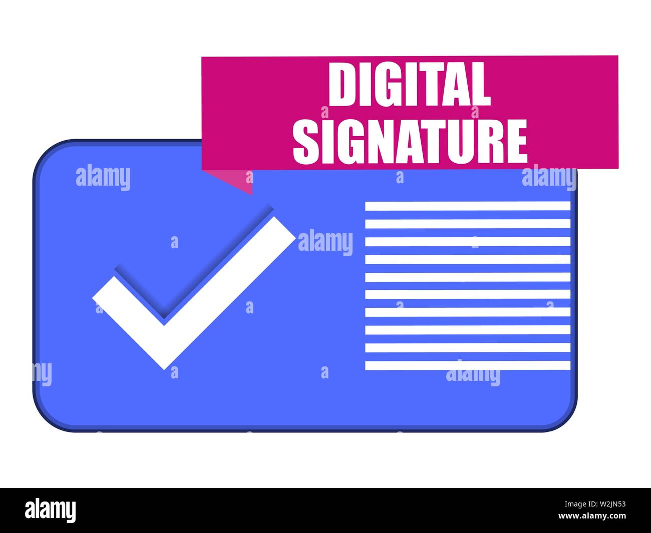 Digital signature. Check mark on the screen, flat style. Sign of approval. Vector illustration ...