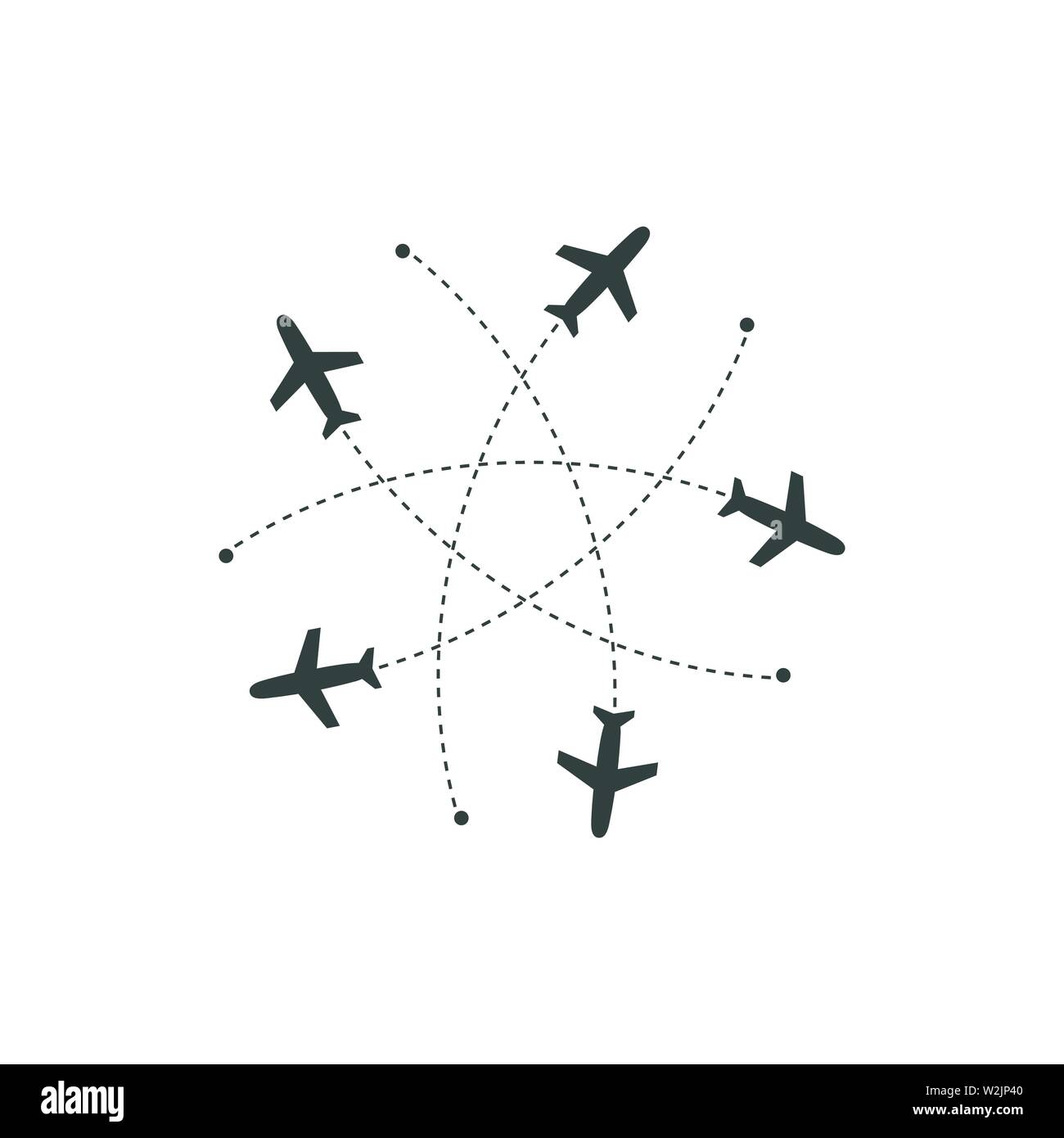 Planes flying with trace in different directions in a circle from one ...